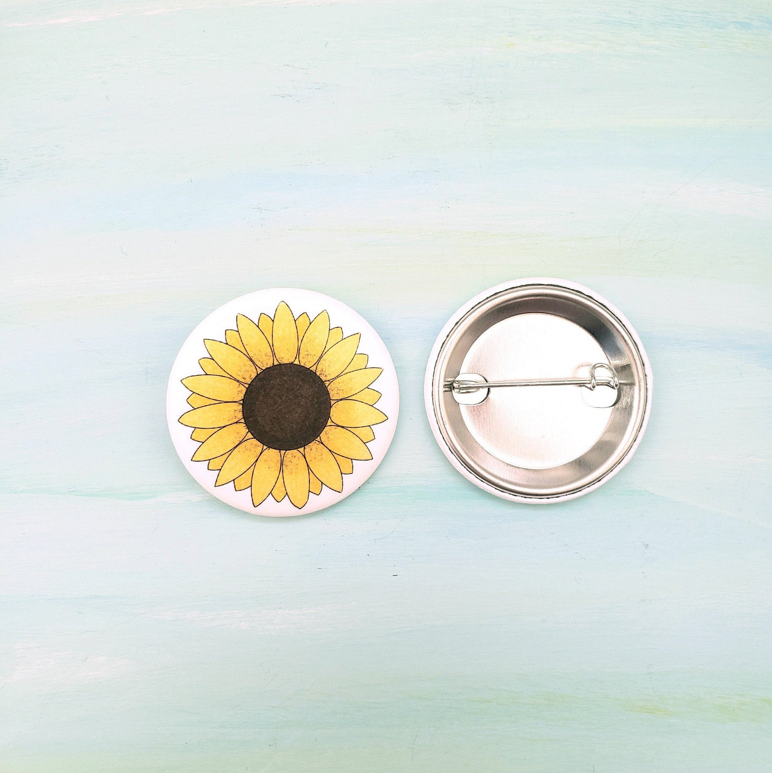 Sunflower Round 1.5 Inch Button Pin, Flower Pinback Badge, Plant Lapel ...