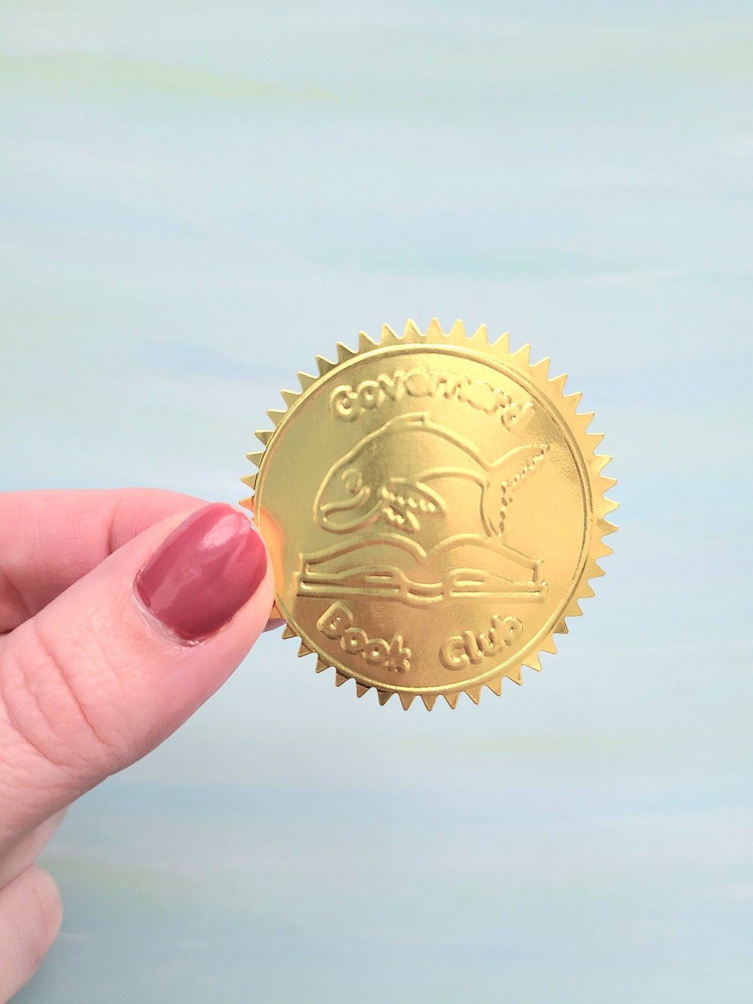 Gold Governerd Book Club Seal, Metallic Foil Embossed Decal, Shiny ...