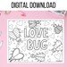 Love Bug Digital Coloring Page, Valentines Day Activity, Insect Love ...