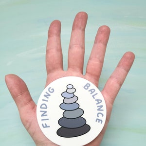 Finding Balance Vinyl Sticker, Rock Tower Cairn Decal, Yoga ...