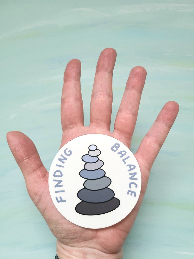 Finding Balance Vinyl Sticker, Rock Tower Cairn Decal, Yoga ...