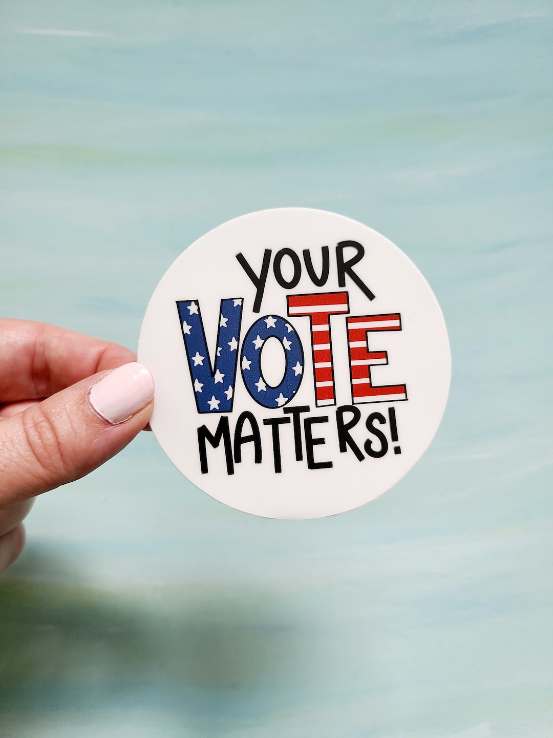 Your Vote Matters Circle Vinyl Sticker, 3 Inch Red & Blue Motivational ...