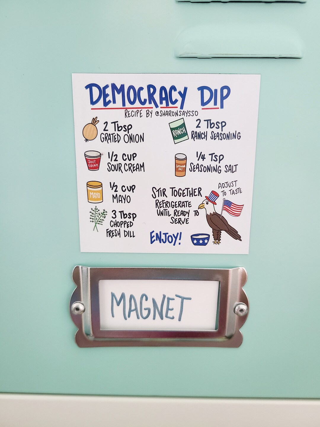 Democracy Dip Magnet, Governerd Fridge Art, Cooking Recipe Magnetic ...