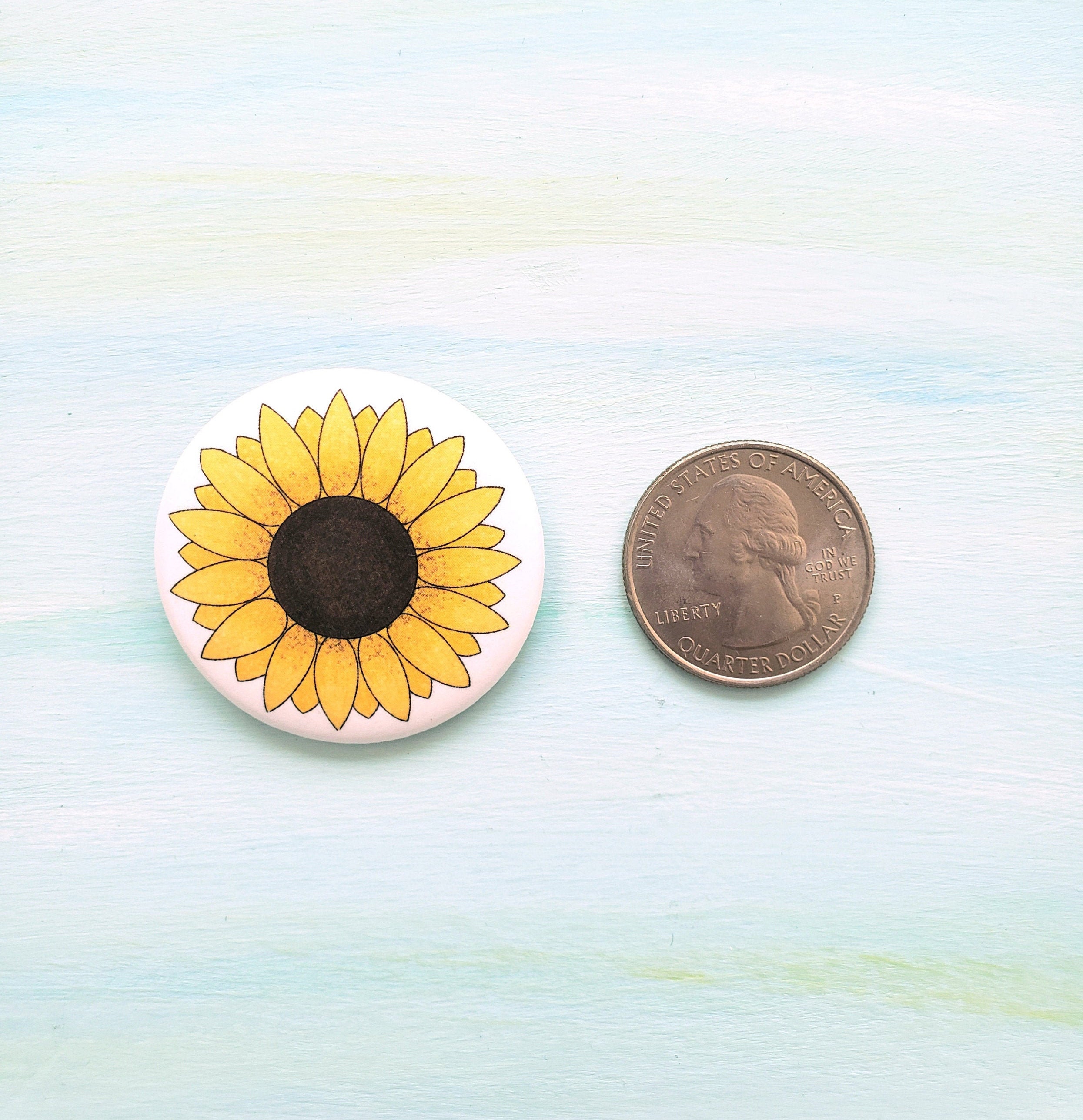 Sunflower Round 1.5 Inch Button Pin, Flower Pinback Badge, Plant Lapel ...