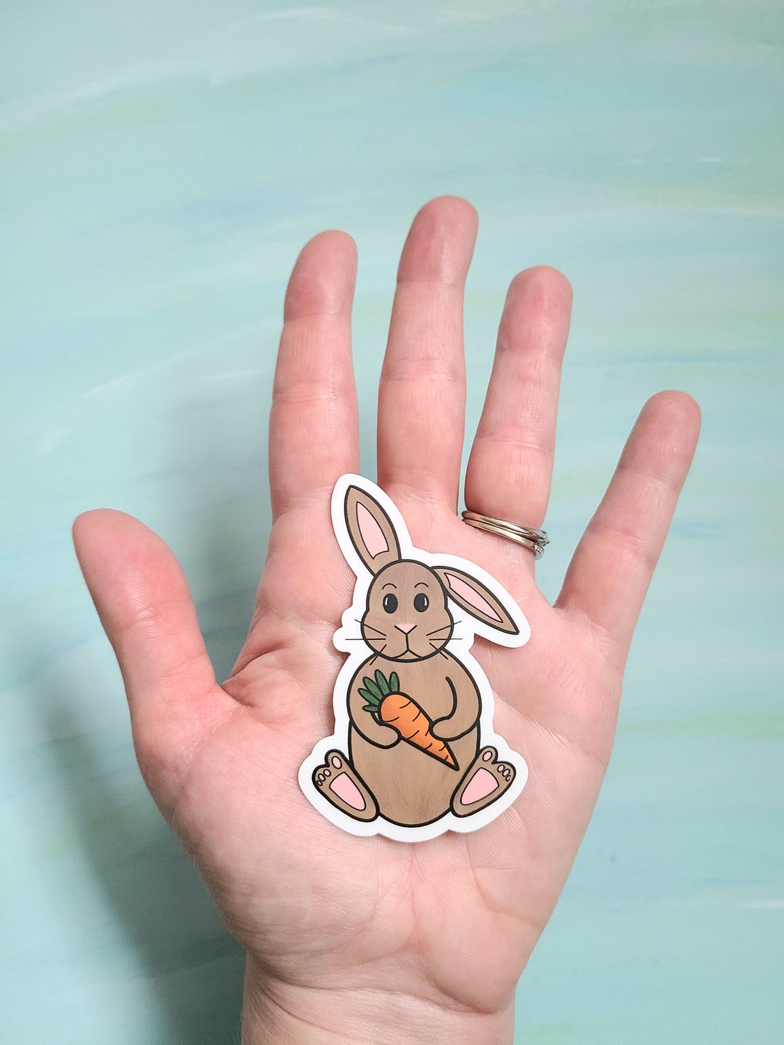 Brown Bunny Vinyl Sticker Rabbit & Carrot Decal Easter Gift - Etsy