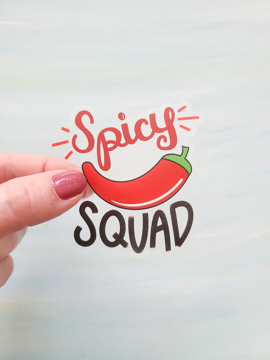 Spicy Squad Clear Vinyl Sticker, Red Pepper Laptop Decal, Hot Chile ...