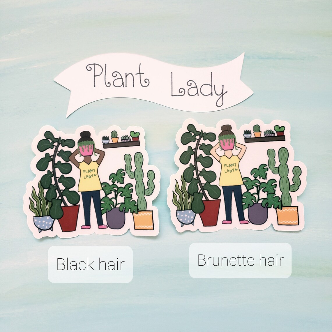 Plant Lady Clear Vinyl Sticker, Pot Decor Decal, Friend Gift ...