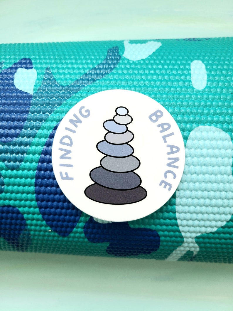 Finding Balance Vinyl Sticker, Rock Tower Cairn Decal, Yoga ...