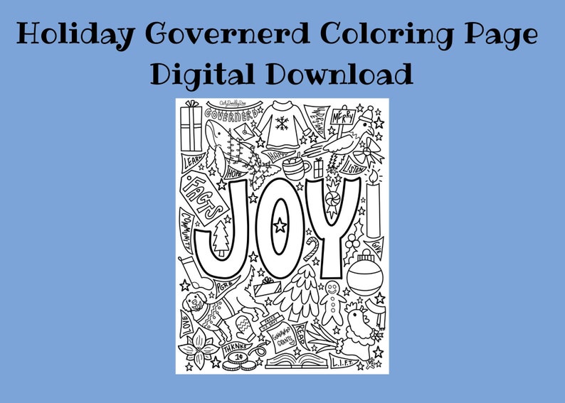 Holiday Governerd Digital Coloring Page, Festive Procrastination ...
