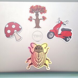 Scooter Vinyl Sticker, Red Moped Adhesive, Vespa Water Bottle Decal, 2 ...