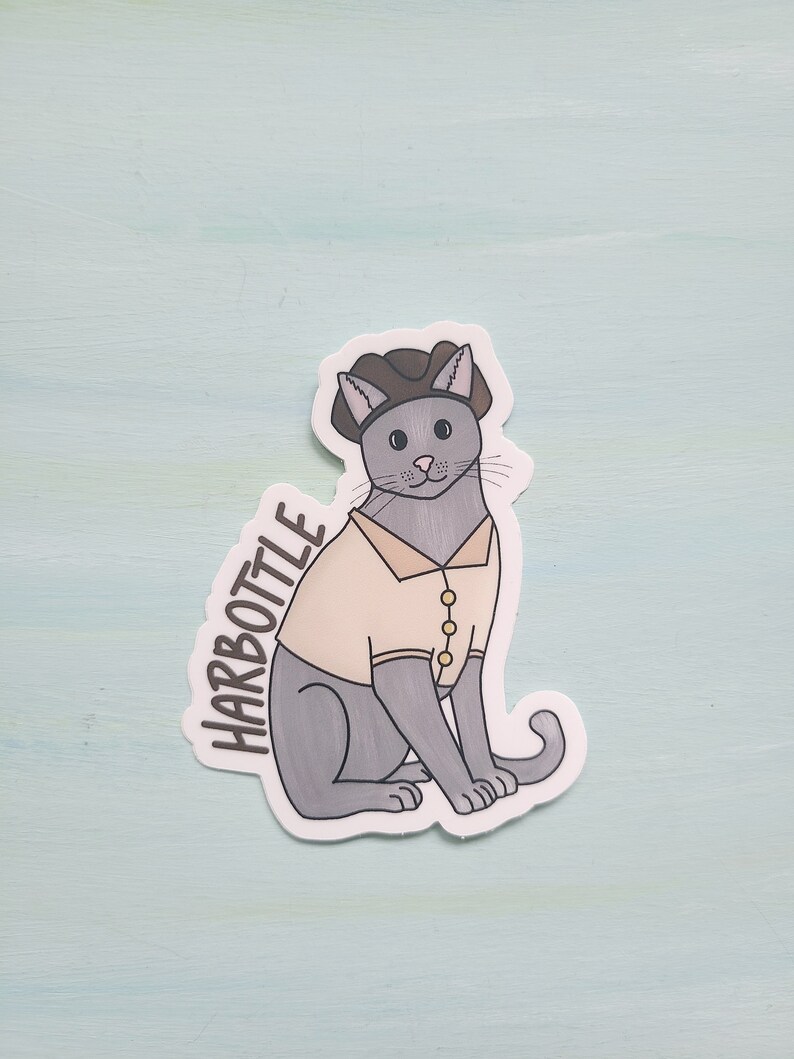 Harbottle the Cat Vinyl Sticker, Funny Colonial Kitty Water Bottle ...