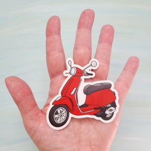 Scooter Vinyl Sticker, Red Moped Adhesive, Vespa Water Bottle Decal, 2 ...