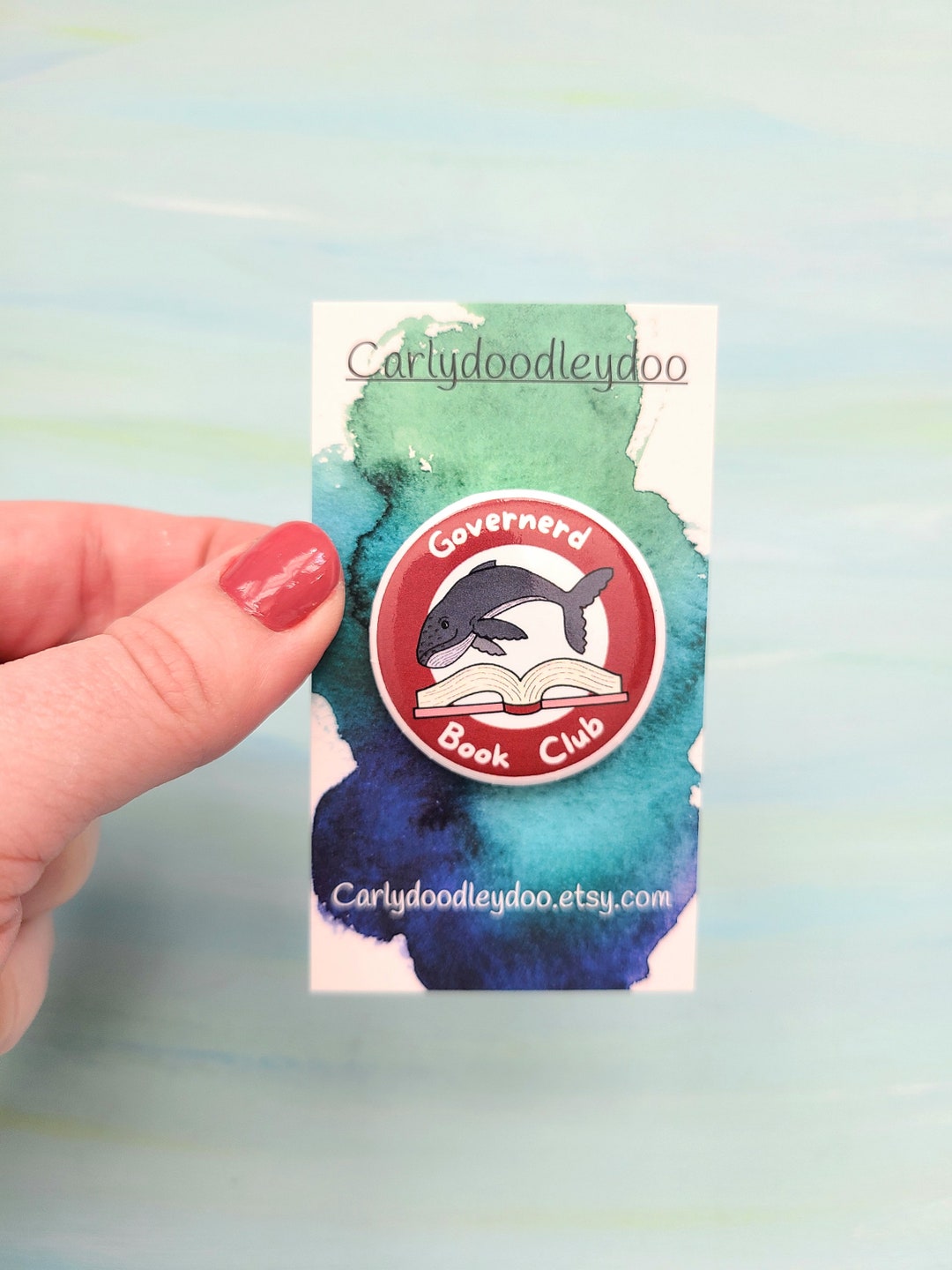 Governerd Book Club Pin, 1.5 Inch Round Button, Reading Whale Pinback ...