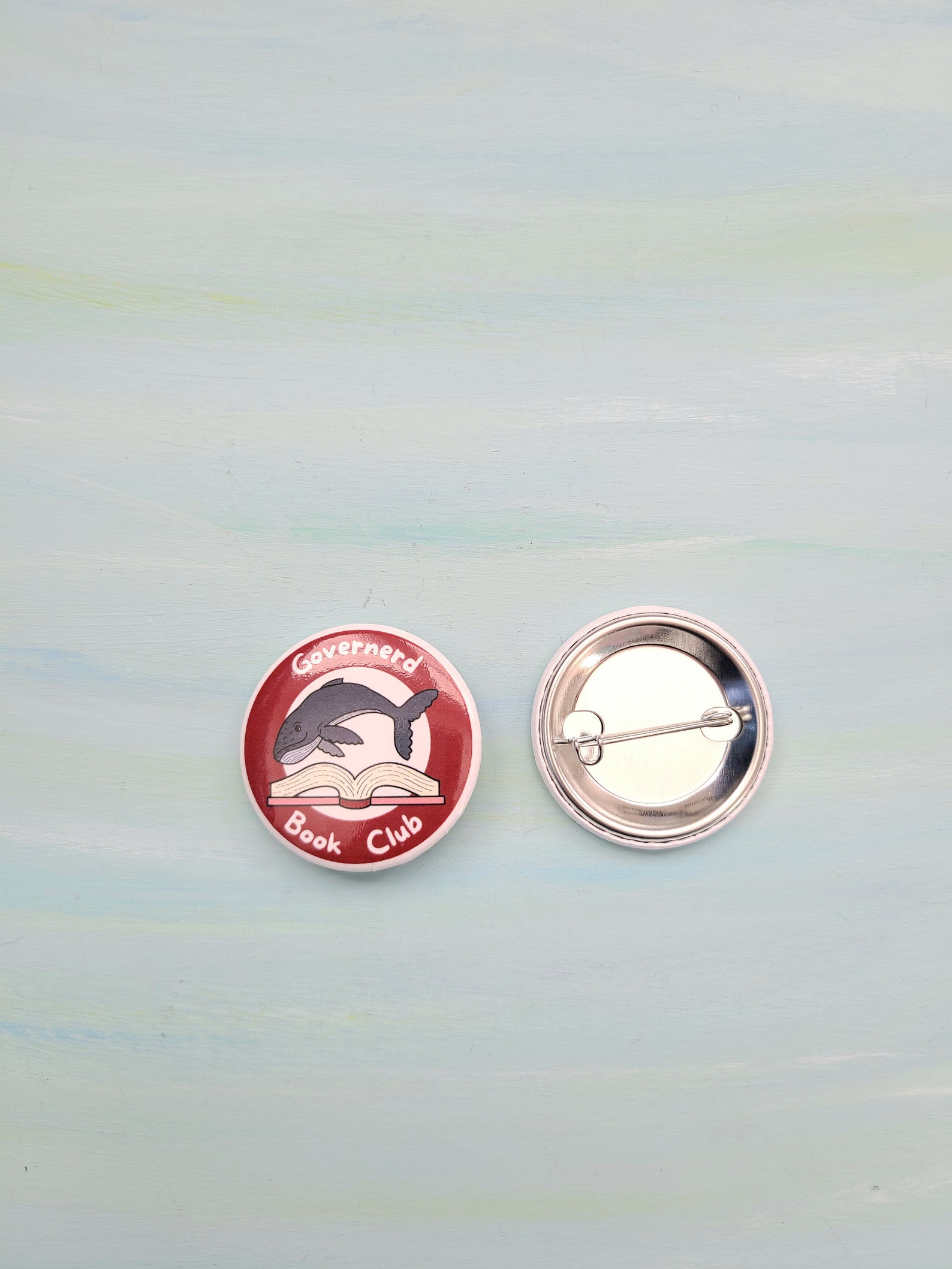 Governerd Book Club Pin 1.5 Inch Round Button Reading Whale - Etsy