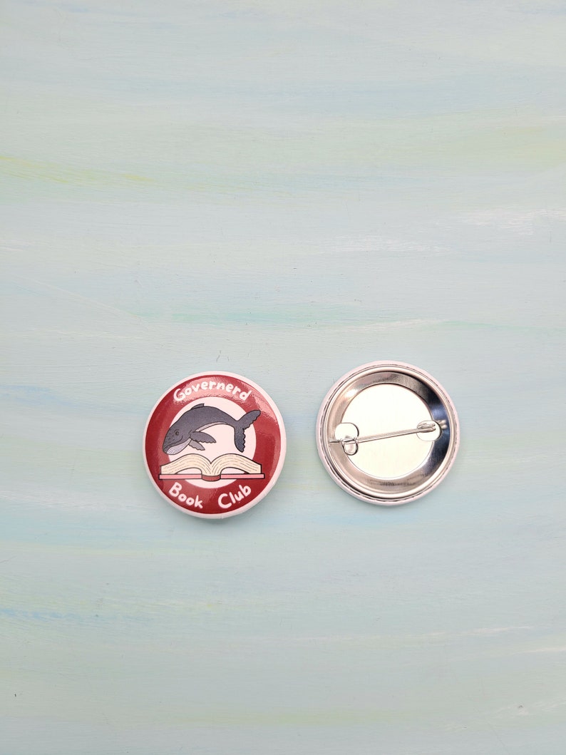 Governerd Book Club Pin 1.5 Inch Round Button Reading Whale - Etsy