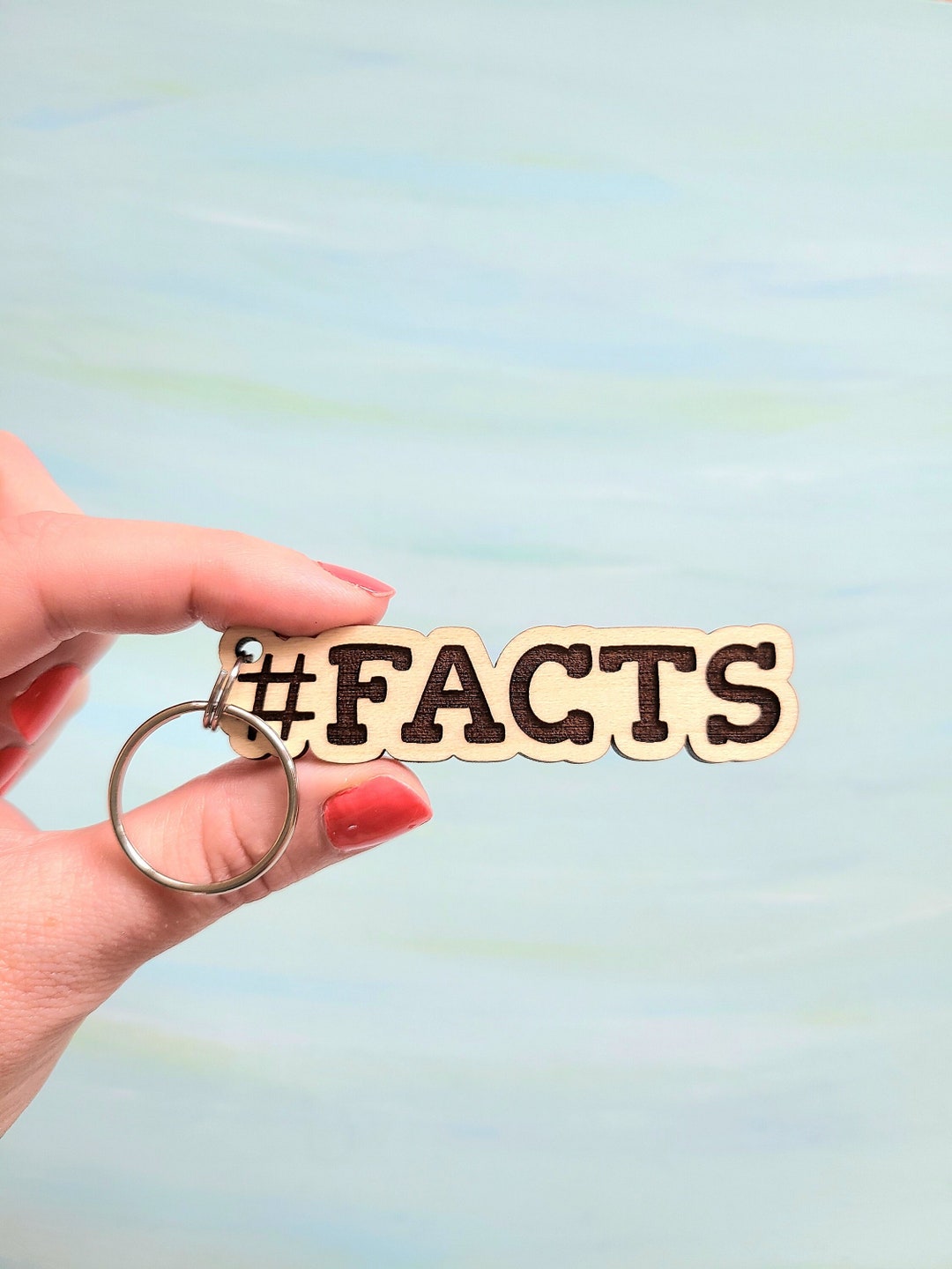 Facts Wood Engraved Keychain, Laser Cut Maple Keyring Accessory ...