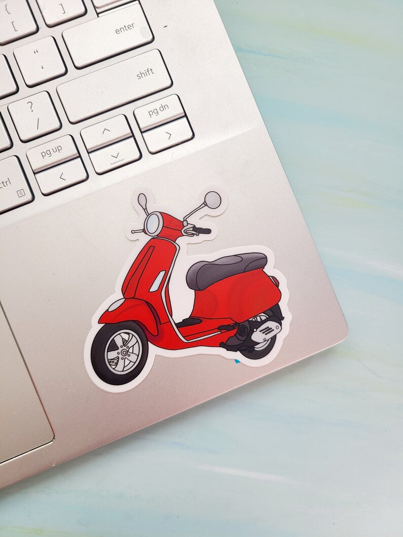 Scooter Vinyl Sticker Red Moped Adhesive Vespa Water Bottle - Etsy
