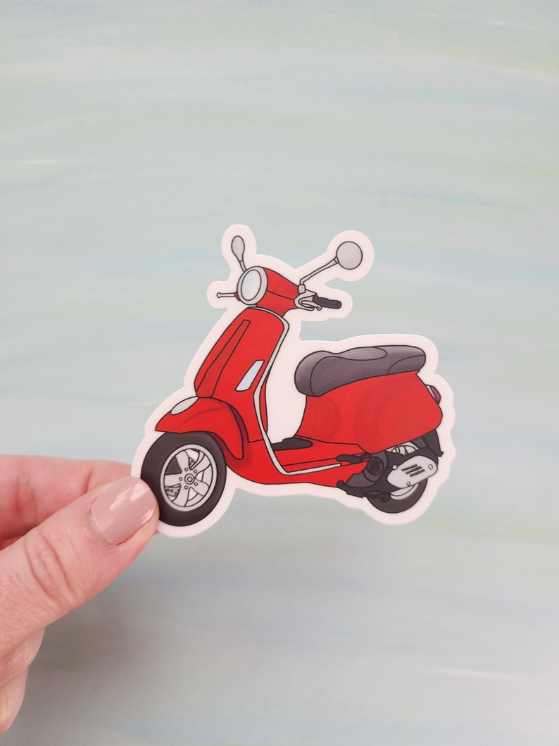 Scooter Vinyl Sticker Red Moped Adhesive Vespa Water Bottle - Etsy