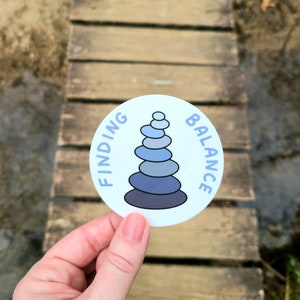 Finding Balance Vinyl Sticker, Rock Tower Cairn Decal, Yoga ...