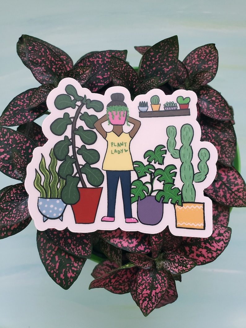 Plant Lady Clear Vinyl Sticker, Pot Decor Decal, Friend Gift ...