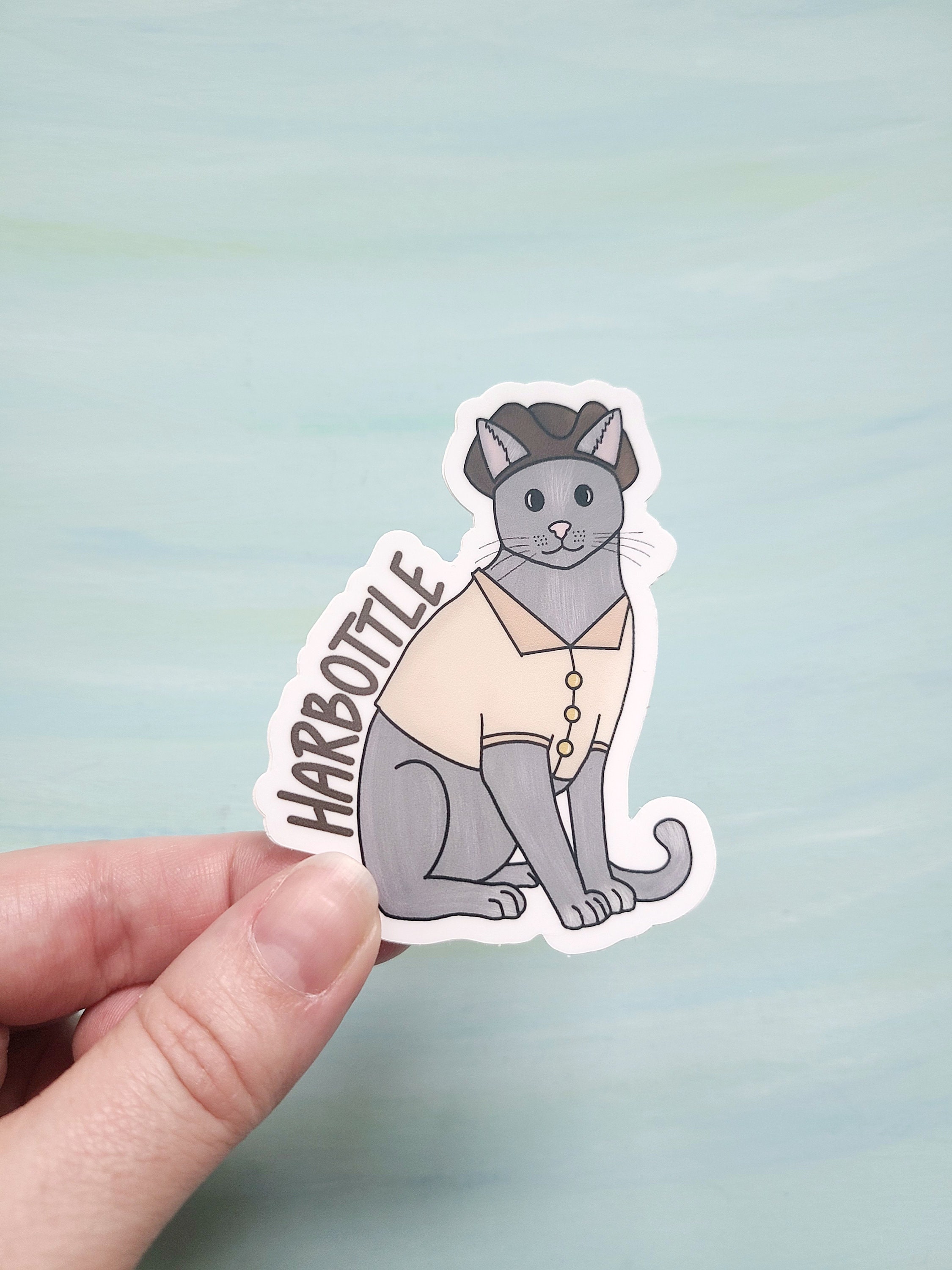 Harbottle the Cat Vinyl Sticker, Funny Colonial Kitty Water Bottle ...