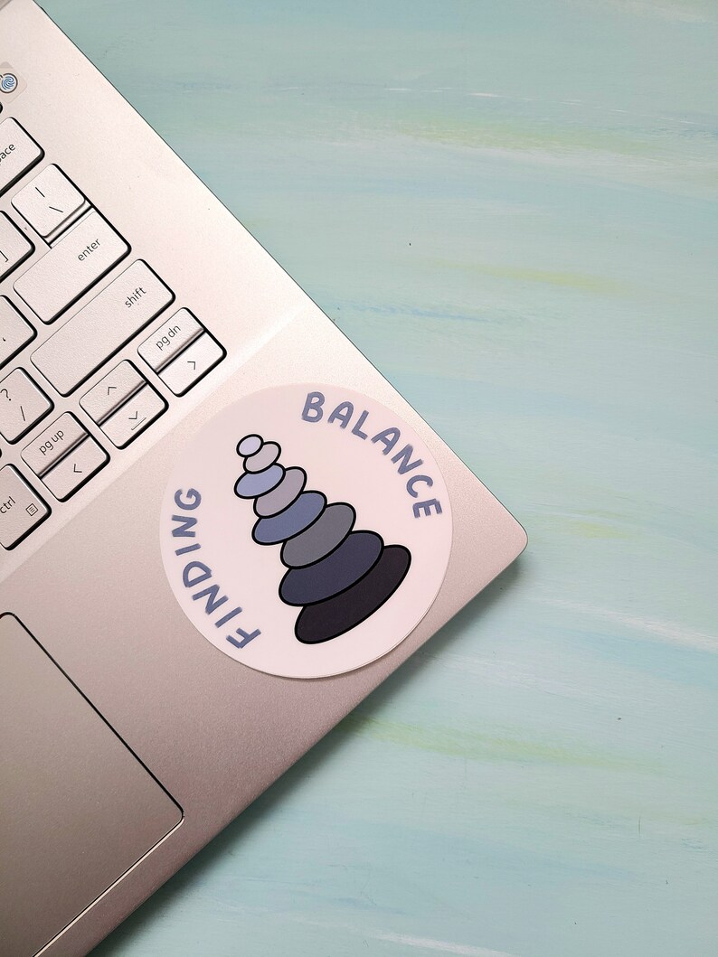 Finding Balance Vinyl Sticker, Rock Tower Cairn Decal, Yoga ...