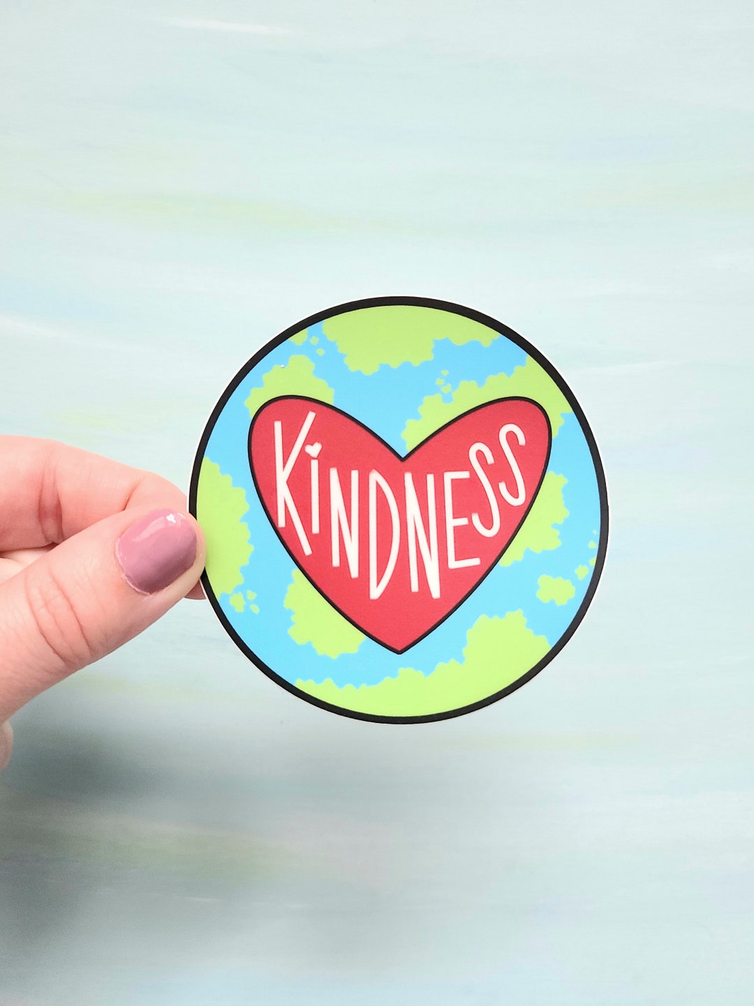 Kindness Vinyl Sticker, 3 Inch Circle Adhesive, Be Kind World Decal ...