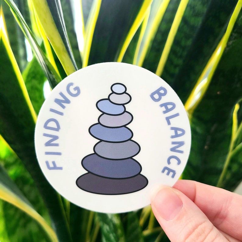 Finding Balance Vinyl Sticker, Rock Tower Cairn Decal, Yoga ...