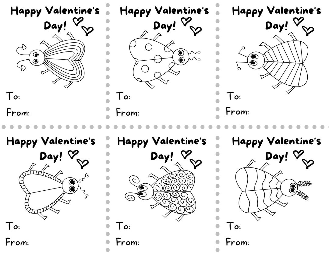 Love Bug Digital Valentines Cards, School Student DIY Download ...