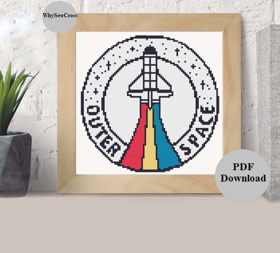 Outer Space Cross Stitch Pattern, Space Cross Stitch, Rocket Cross ...