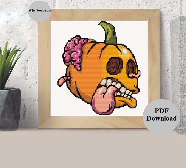 Zombie Pumpkin Cross Stitch Pattern Zombie Cross Stitch - Etsy