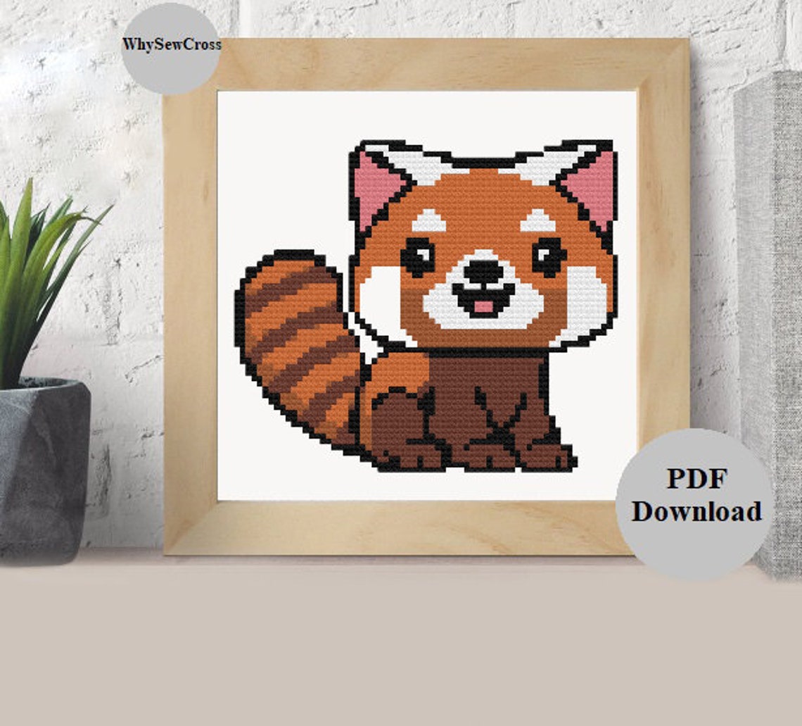 Red Panda Cross Stitch Pattern- Red Panda Cross Stitch Pdf- Beginner ...