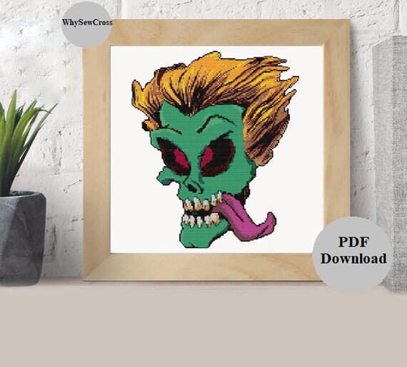 Zombie Alien Cross Stitch Pattern Scary Cross Stitch-horror | Etsy