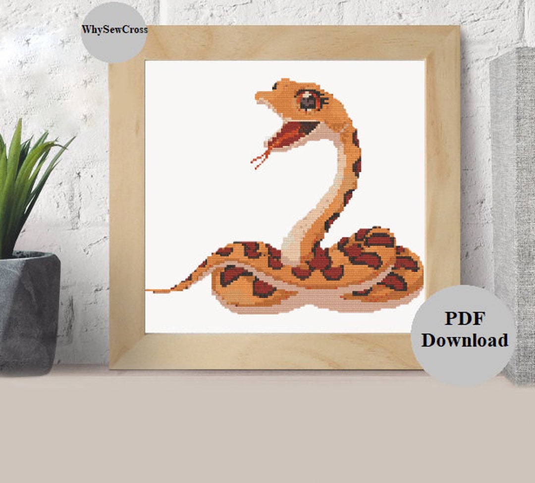 Cute Snake Cross Stitch Pattern PDF- Snake Cross Stitch- Cross Stitch ...