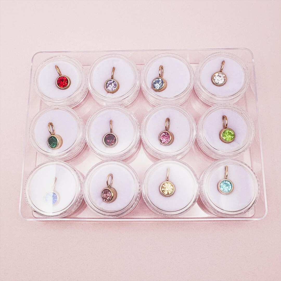 Birthstone Charms Set With Display Box: Stainless Steel Bezels - Etsy