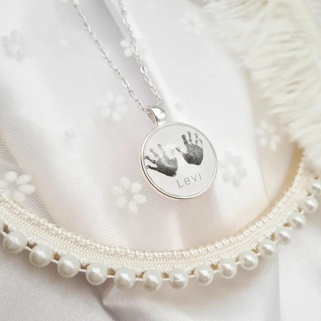 Personalised Hand Print Necklace, Custom Made Necklace With Your Baby ...