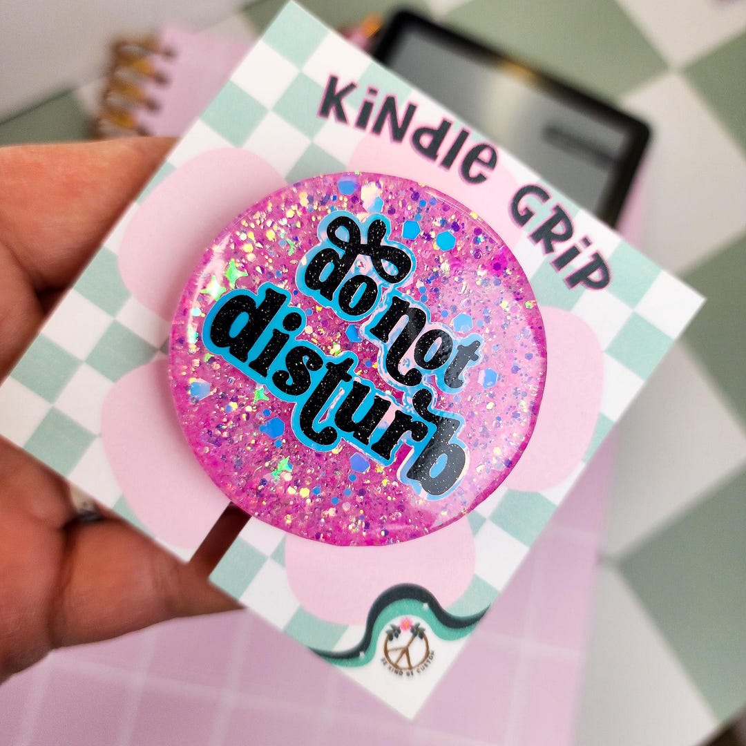 Do Not Disturb Pink Glitter Adhesive Grip for Kindle & E-readers Book ...