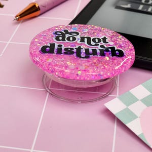Do Not Disturb Pink Glitter Adhesive Grip for Kindle & E-readers Book ...