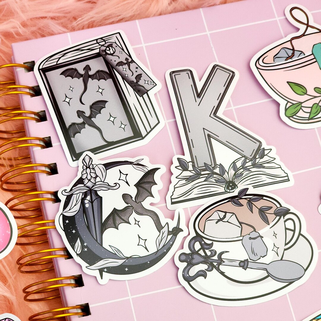 4 Piece Custom Initial Set - Dragon Fantasy Sticker Set for Book Lovers ...