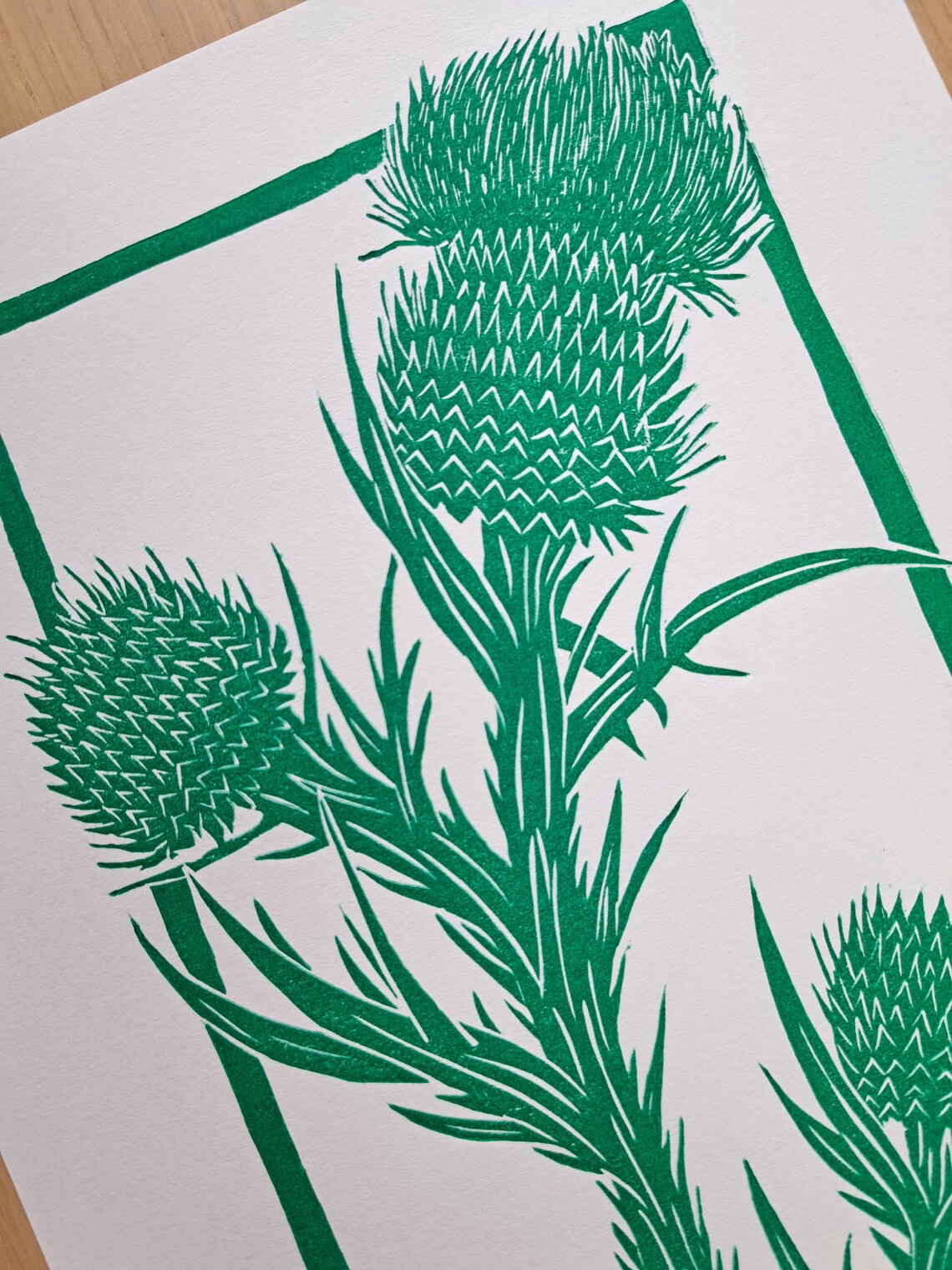 Scottish Thistle Linocut Print Handcrafted Celtic Symbol Rustic ...