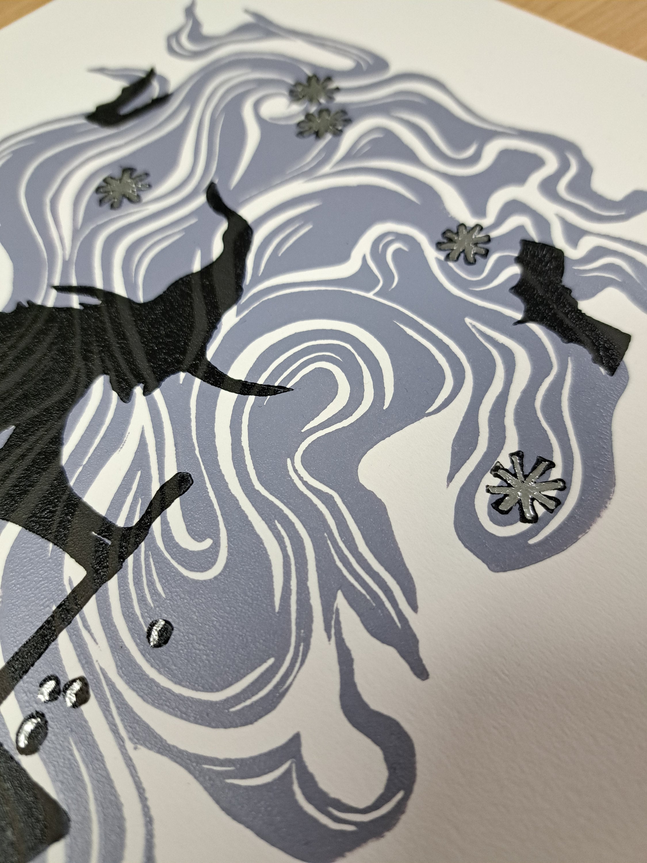 Witch Linocut Print With Cauldron - Halloween Art, Hand-carved Block ...