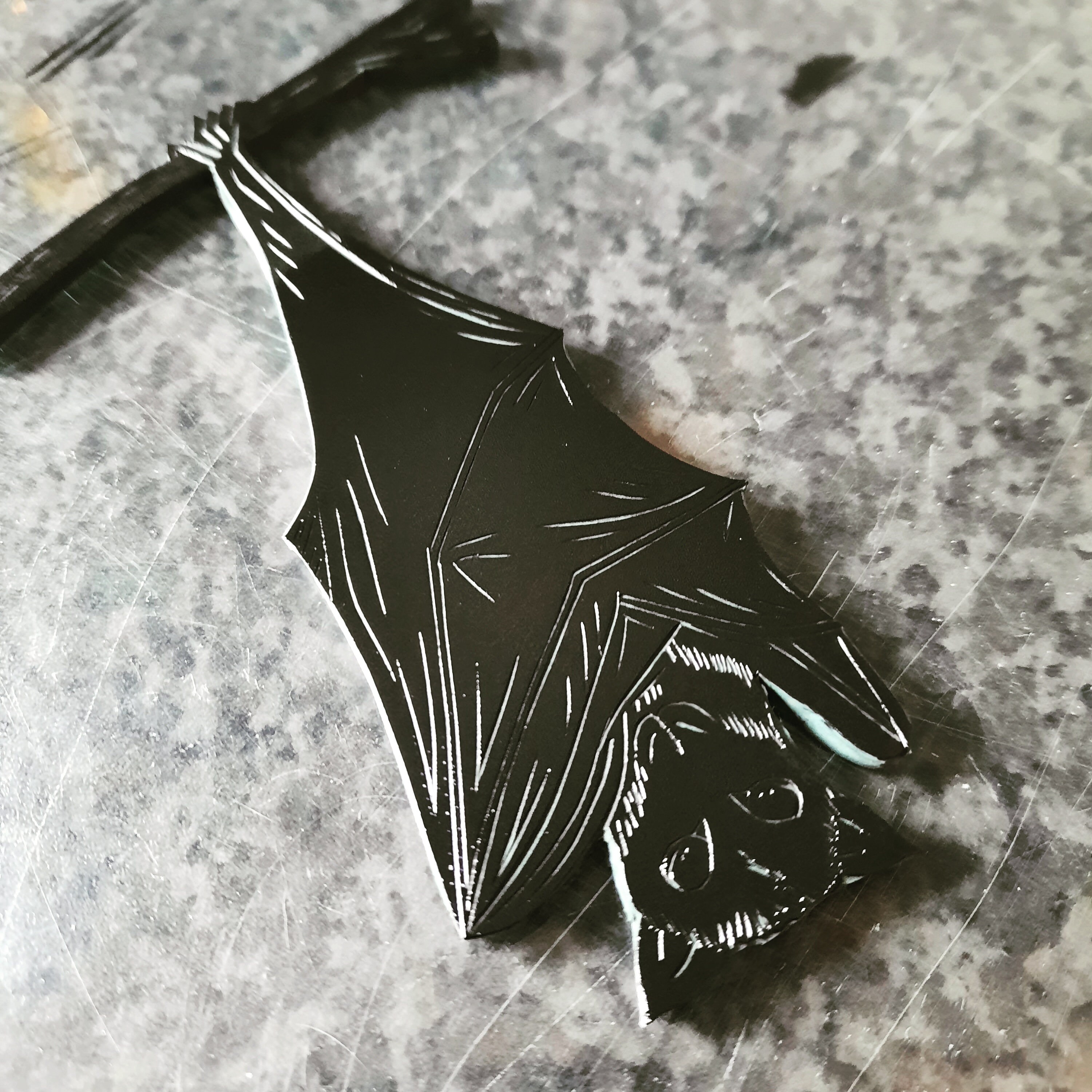 Bat Linocut Print Handcrafted Lino Block Art Wildlife Wall - Etsy