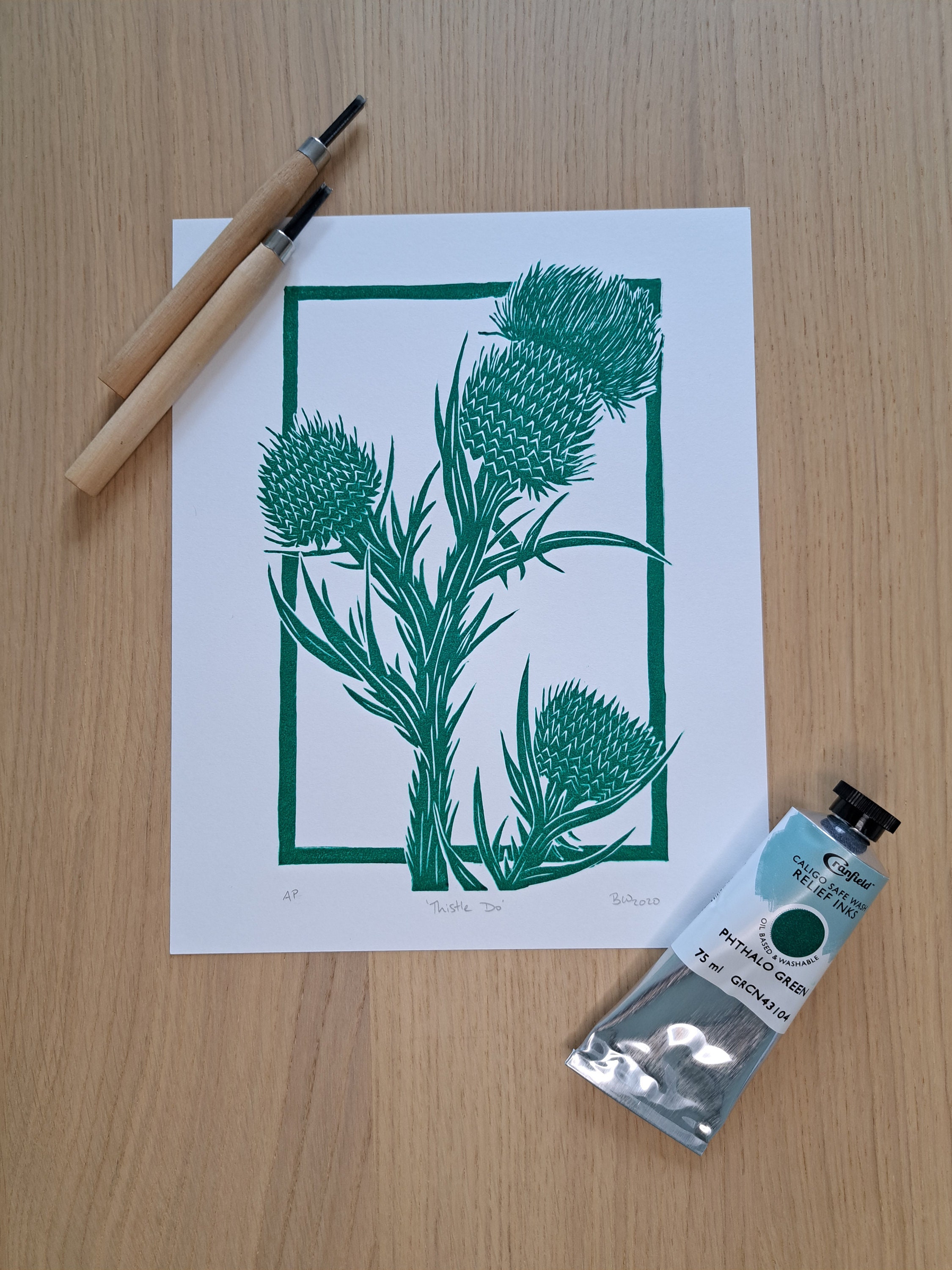 Scottish Thistle Linocut Print Handcrafted Celtic Symbol - Etsy