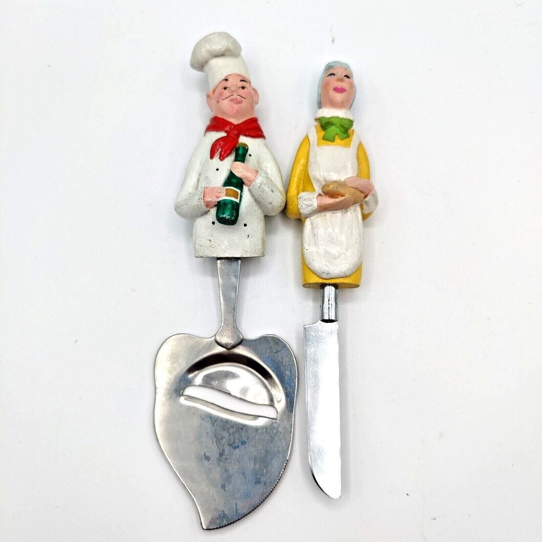 Vintage Retro 50's Kitchen Decor, Vintage Cheese Board Utensil Set Chef ...