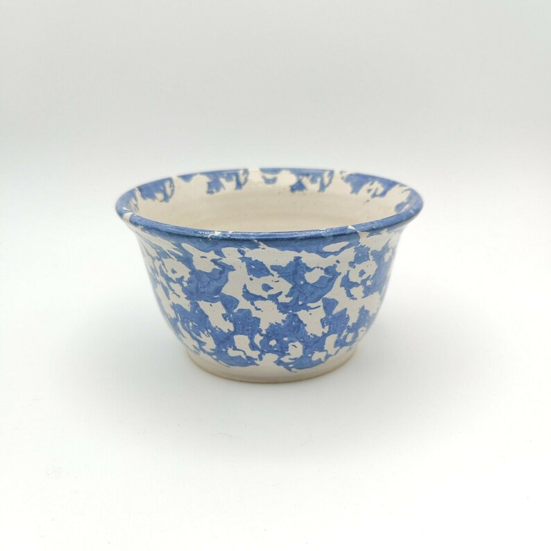 Vintage Bowl Blue Spongeware Ceramic Conner Prairie 1990 Hand - Etsy