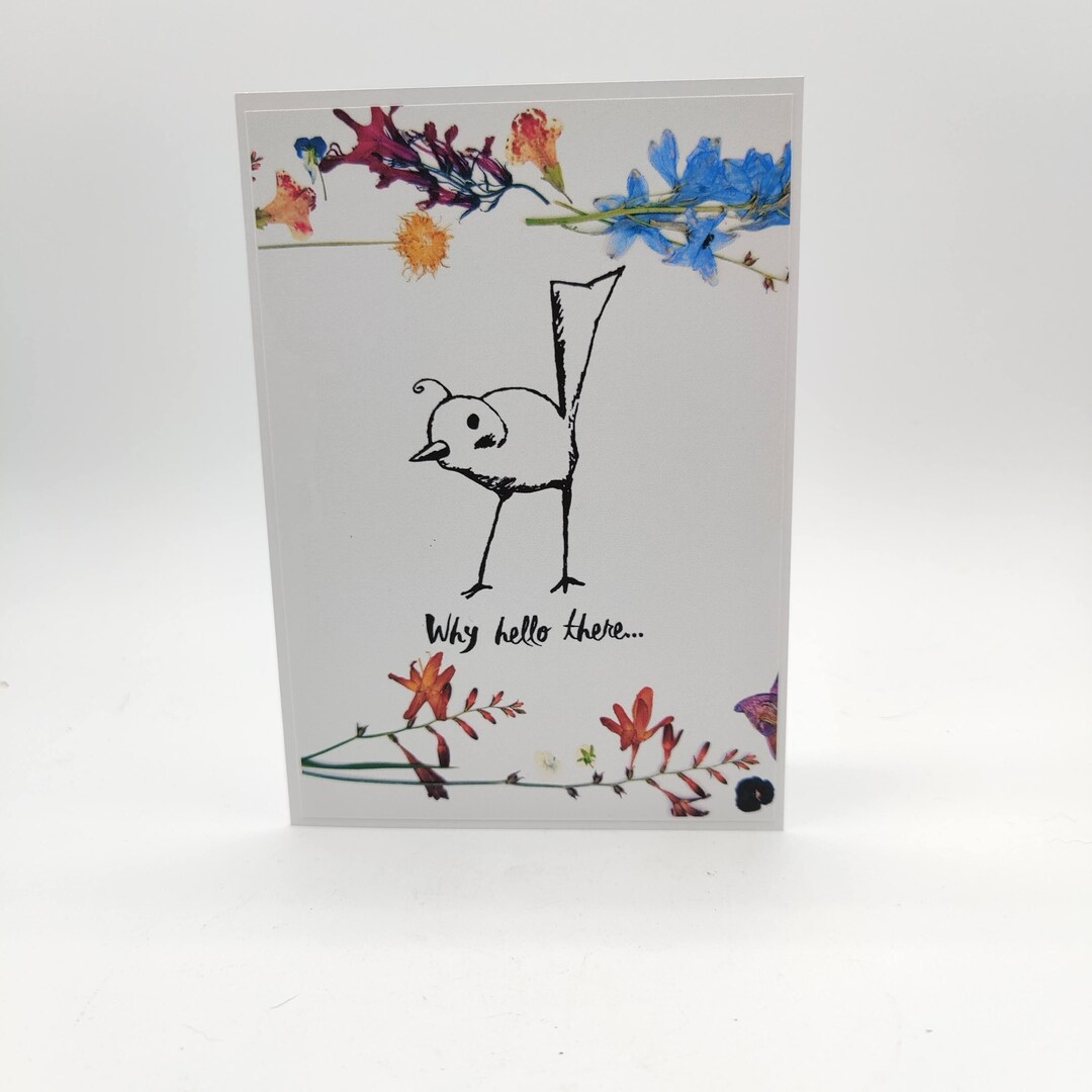 Hello Bird Card, Spring Hello Card, Friendship Card, Floral Hello Card ...