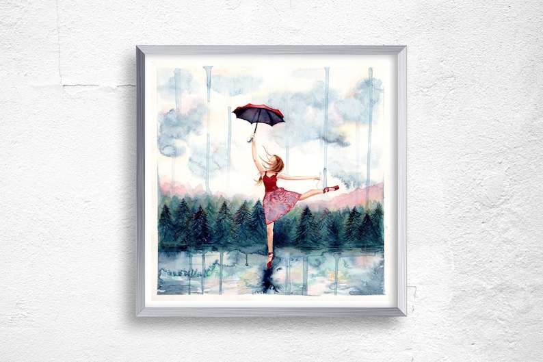 Dancing in the Rain Fine Art Print Dancer Artwork Girls Room - Etsy