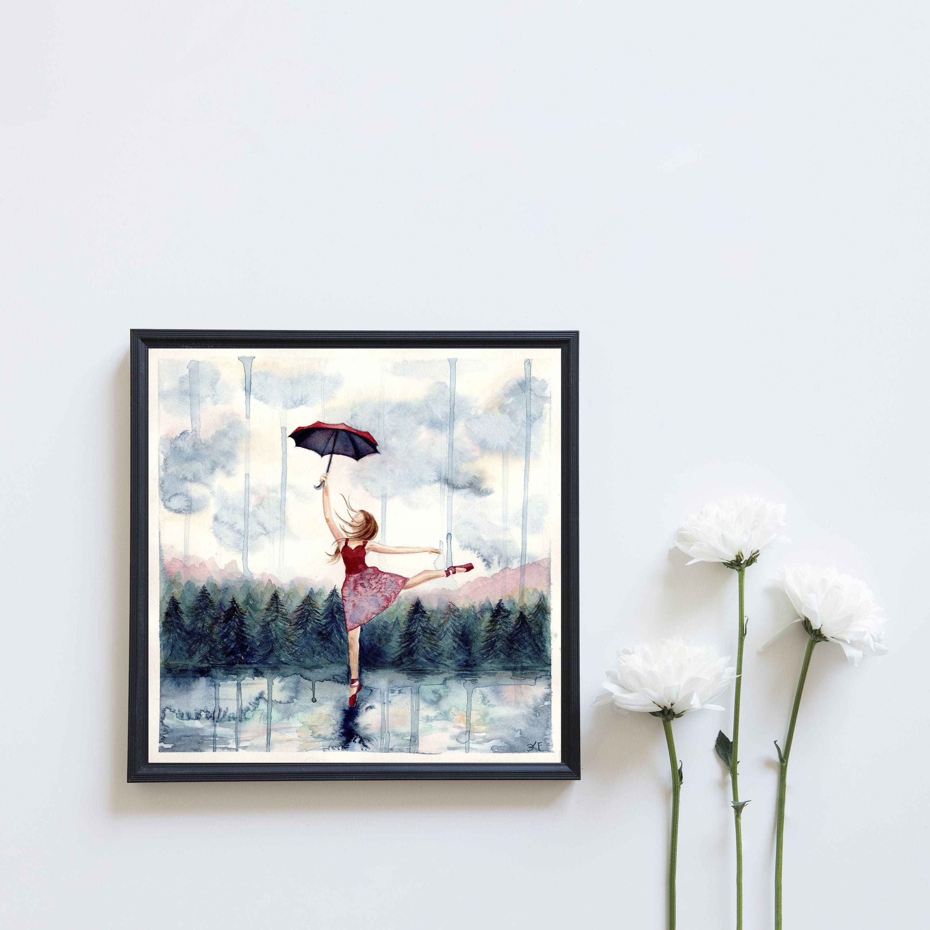 Dancing in the Rain Fine Art Print Dancer Artwork Girls Room | Etsy