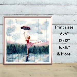 Dancing in the Rain Fine Art Print, Dancer Artwork, Girls Room Decor ...