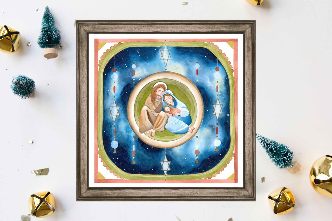Nativity Folk Art Watercolor Print Catholic Art Religious - Etsy